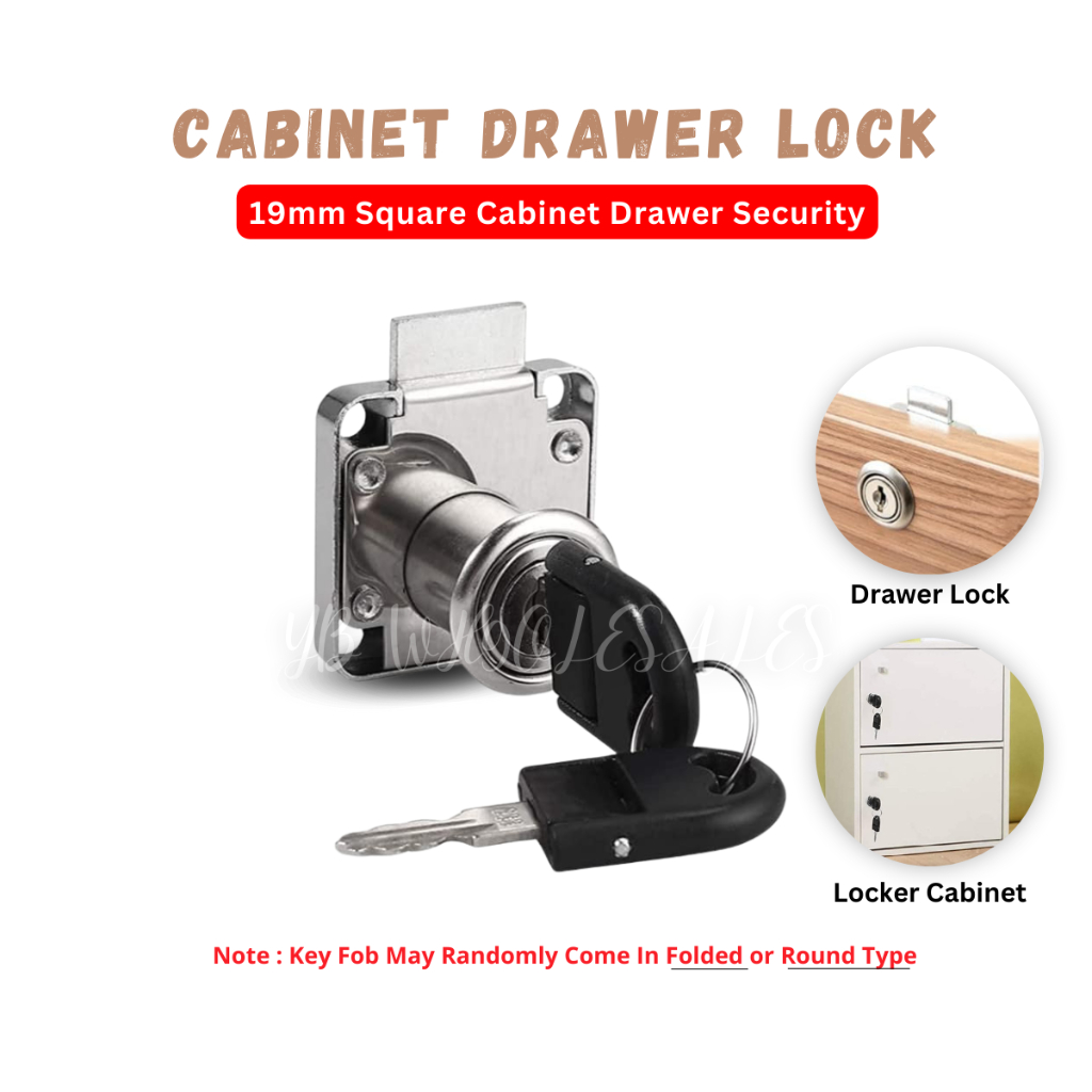 Cabinet Drawer Lock Diameter 19mm Square Security Drawer Lock Set Kunci ...
