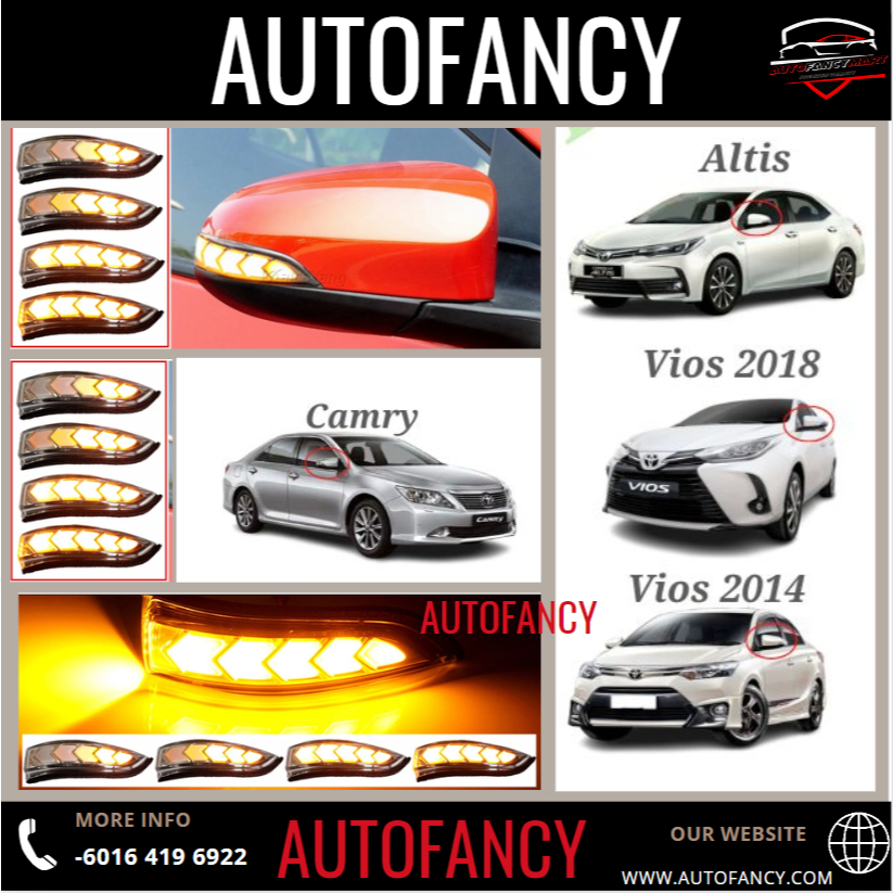 TOYOTA VIOS YARIS CAMRY ALTIS 2014-2019 SIDE MIRROR RUNNING SIGNAL LED ...
