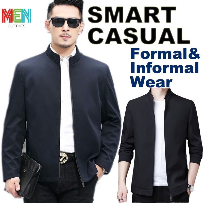 jaket lelaki Newest Solid Business Men's Jacket Male Outerwear Men Zip ...