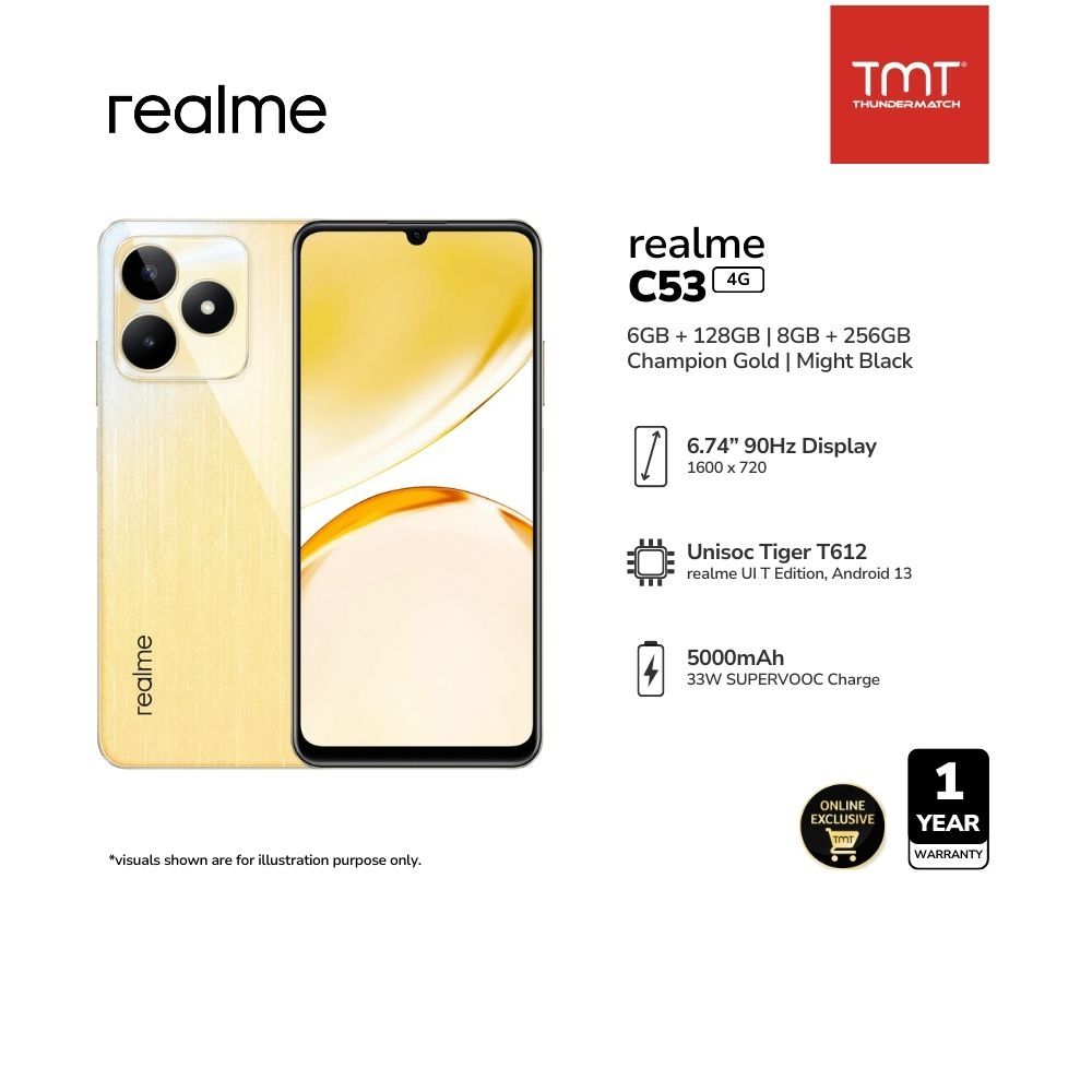 realme C53 4G Smartphone (12[6+6]GB RAM + 128GB ROM)(16[8+8]GB RAM + 256GB ROM) | 33W SUPERVOOC ...