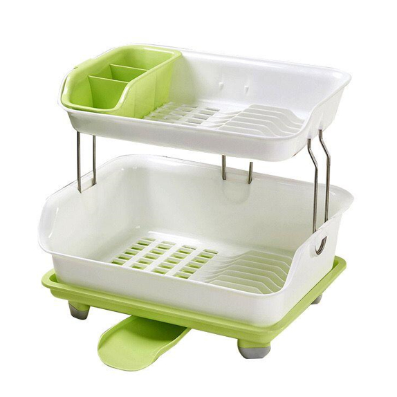 Dish Rack Double Layer 2 Tier Plastic Drainer Drying Kitchen Storage ...