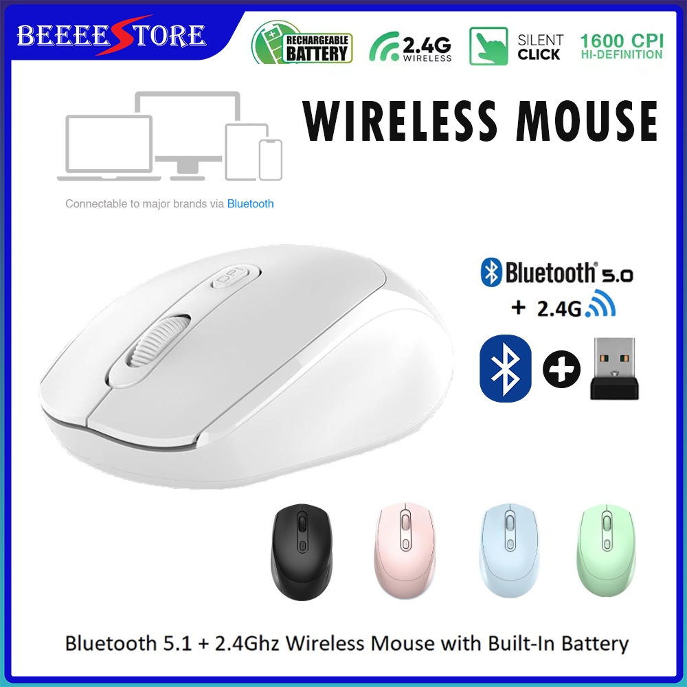 PC Wireless Mouse Dual Modes Bluetooth Wireless Mouse Rechargeable USB ...