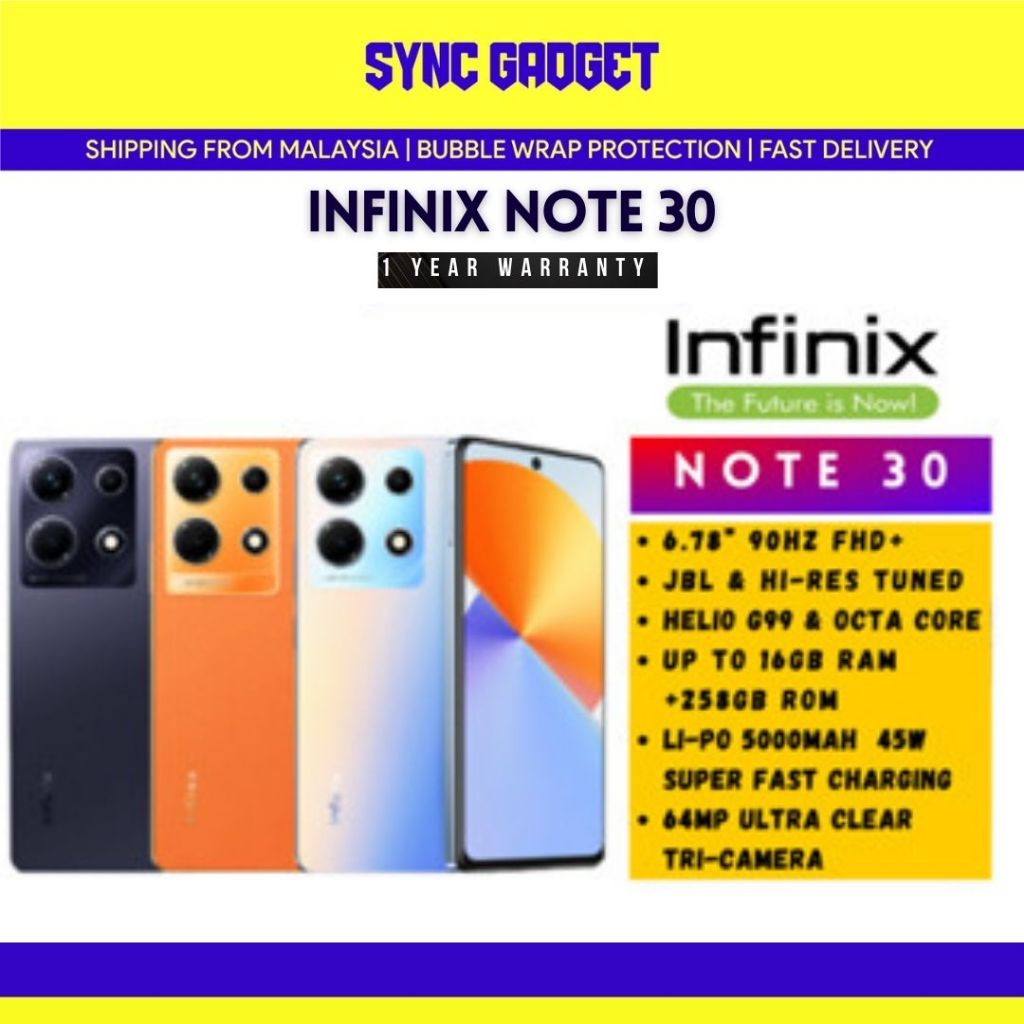 INFINIX Note 30 𝐒𝐨𝐮𝐧𝐝 𝐛𝐲 𝐉𝐂𝐋 & 𝐇𝐢-𝐑𝐞𝐬[8+8GB Extended RAM l 256GB ROM] With 1 Year INFINIX ...