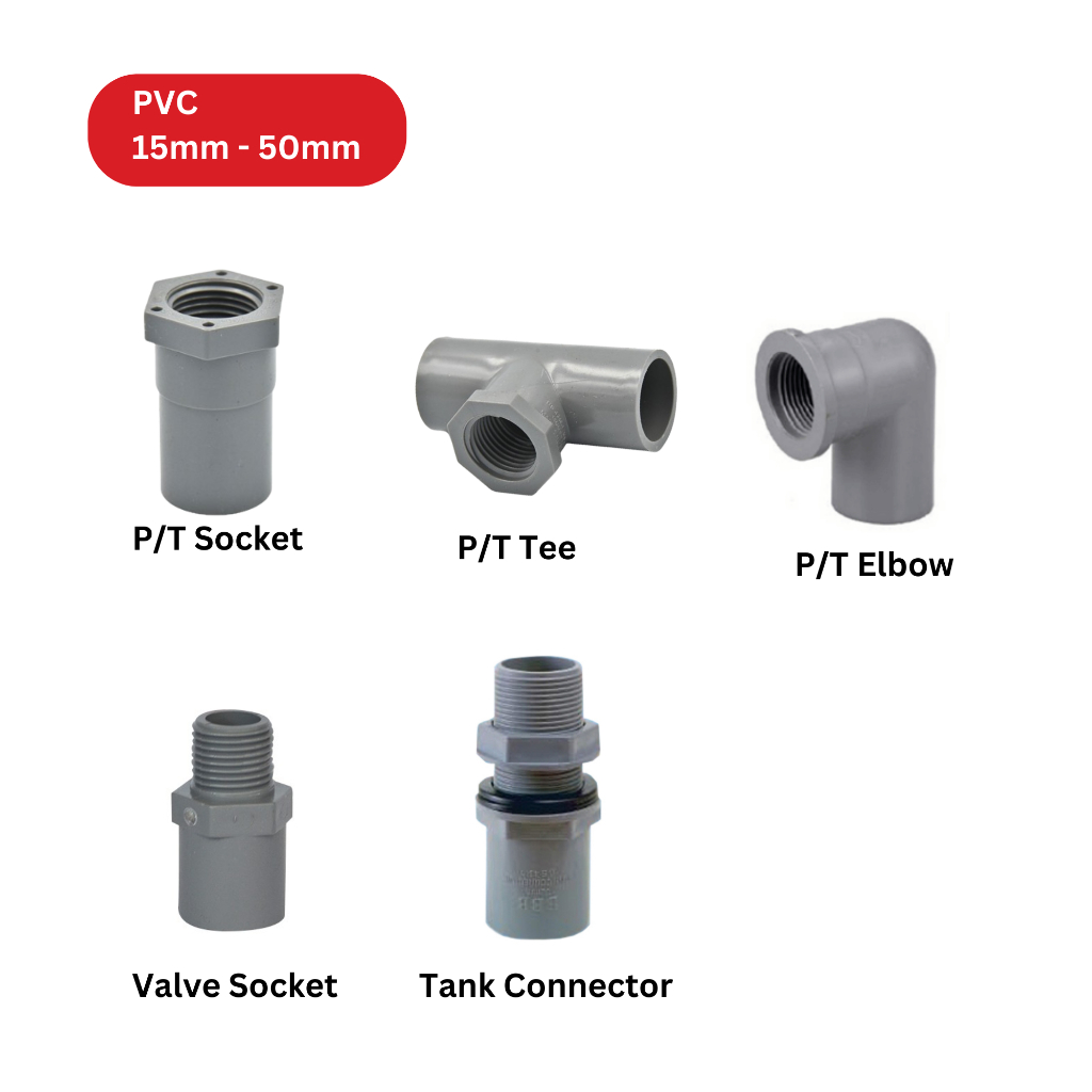 AWE PVC PT Socket Elbow Tee Tank Connector Valve Socket | Shopee Malaysia