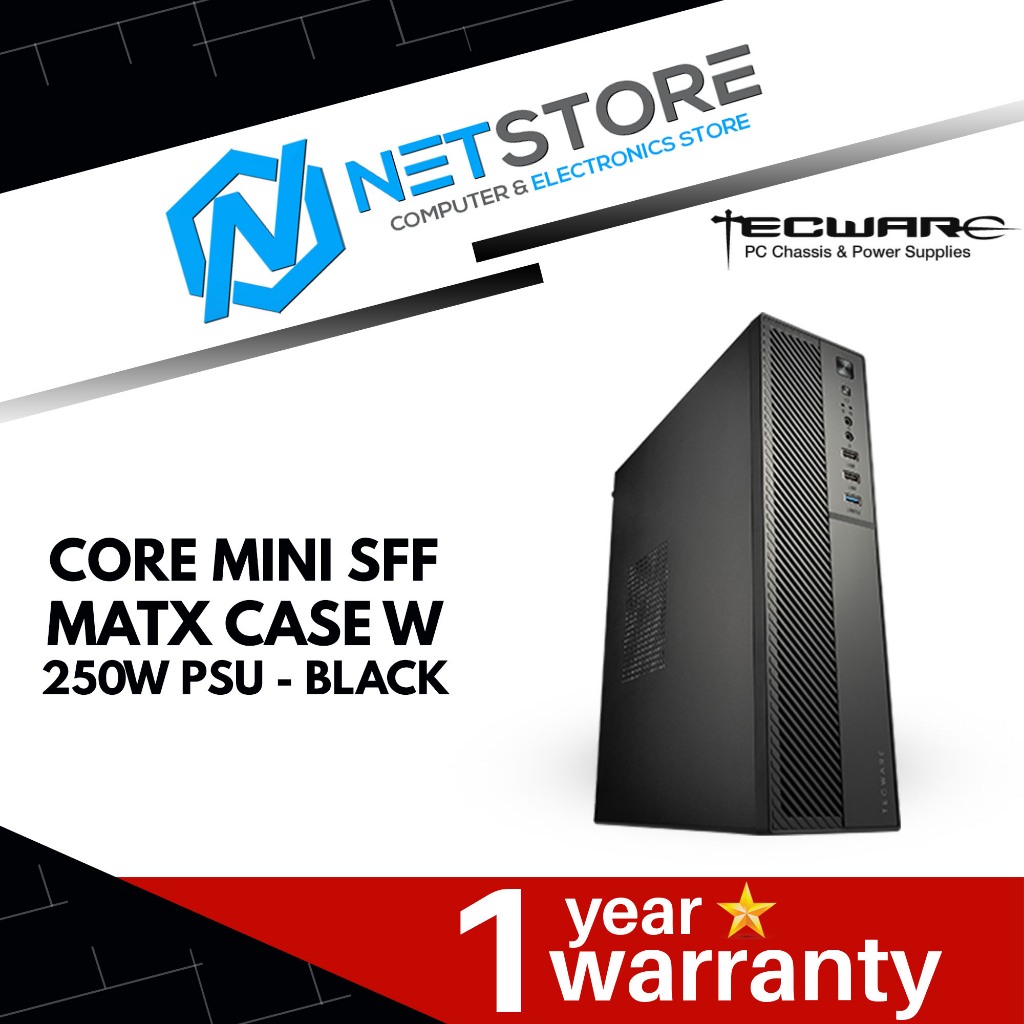 TECWARE CORE MINI SFF MATX CASE W/ 250W PSU - BLACK - TWCA-COREM-BK ...