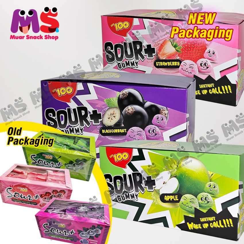LOT 100 Sour+ Gummy | Gula-Gula Kenyal | Sour Sweet | Soft Candy 12 x ...