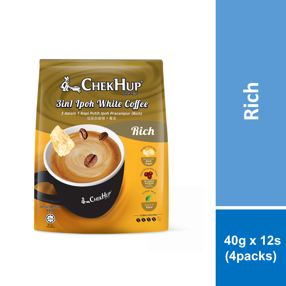 [Bundle of 4] Chek Hup 3in1 Ipoh White Coffee RICH 40g x 12s | Shopee ...