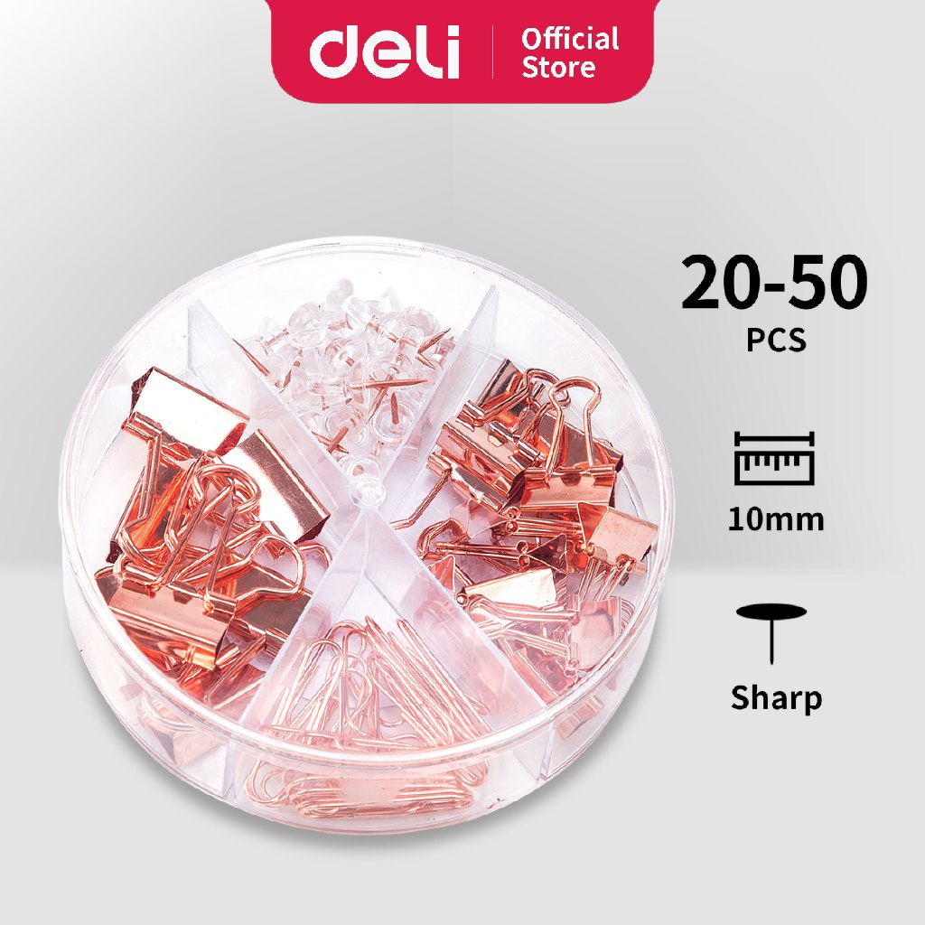 Deli Office Combination Paper Binder Clip And Push Pin Rose 78553 ...
