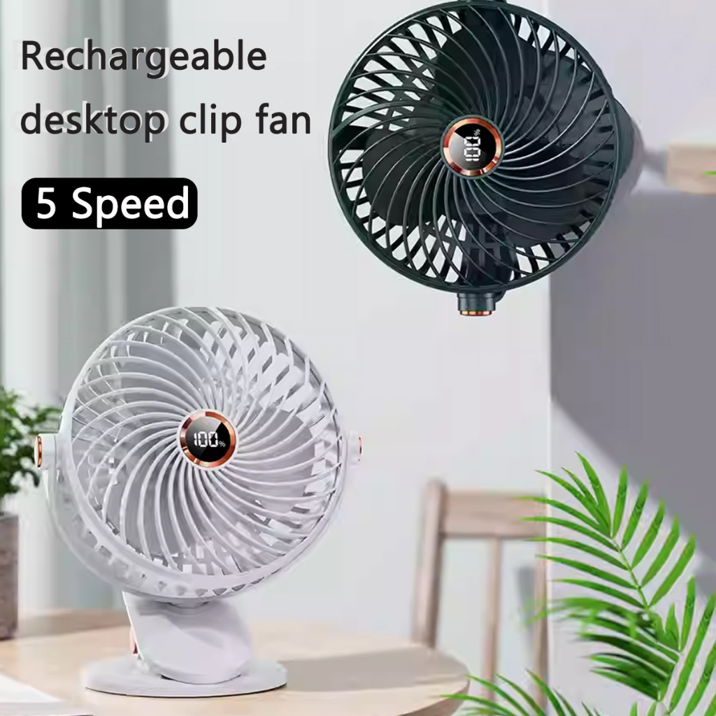Clip Fan Rechargeable Fan with LED Light Mini Table Electric Clip Fan ...