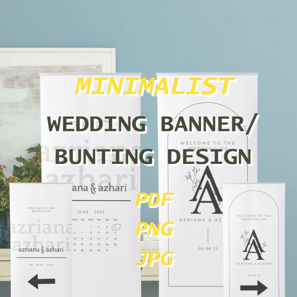 Minimalist Wedding Banner/Bunting Template l Set Banner/Bunting Kahwin ...