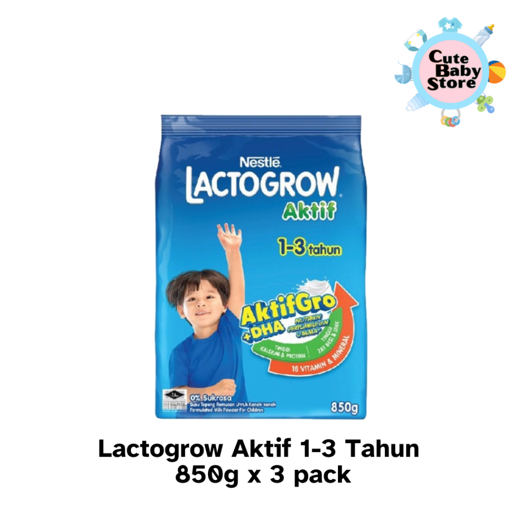 Nestle Lactogrow Aktif 1-3 Years [3 packs] (850g) | Shopee Malaysia