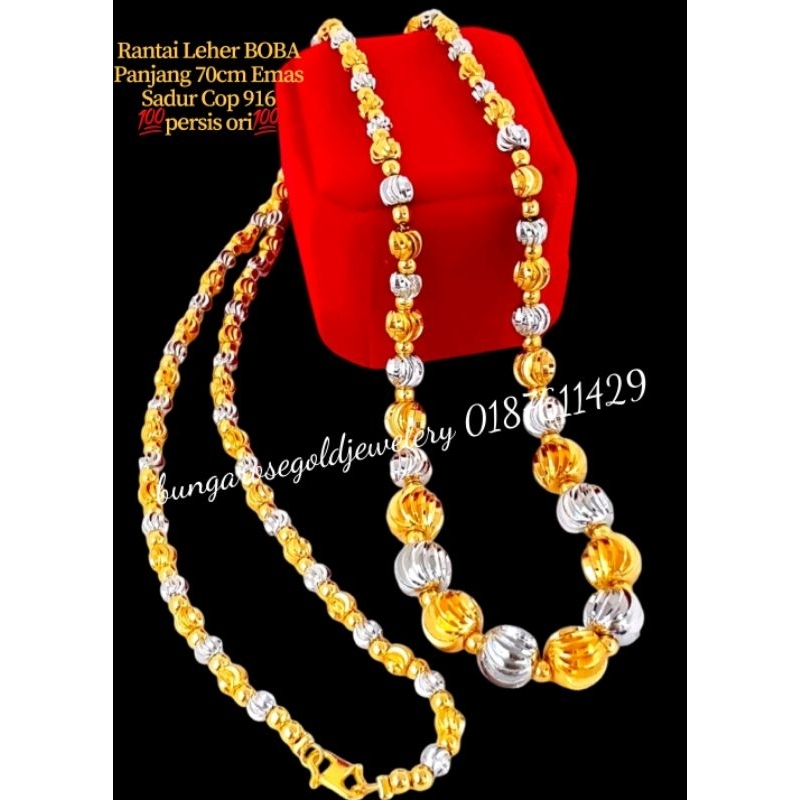 🔥Rantai Leher Boba Perut Ular Cop 916 💯persis ori💯 lebar 0.6cm-1.5cm ...