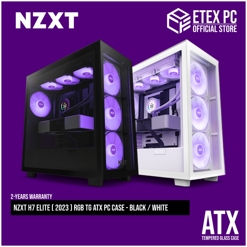NZXT H7 Elite ( 2023 ) RGB TG ATX PC Case - Black / White # CM-H71EB-02 ...