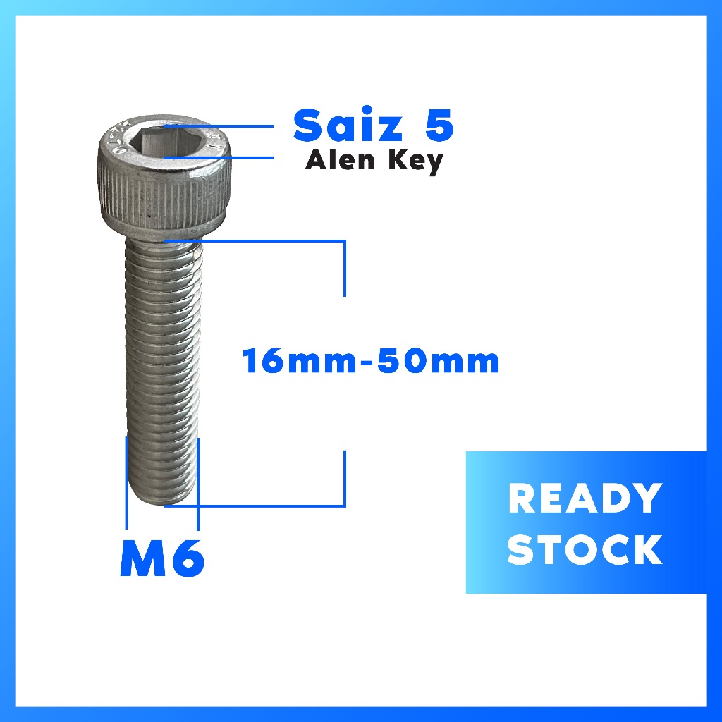 M6 Cap Screw Hexagon Socket Head Allen Key Screw/Skru | Shopee Malaysia
