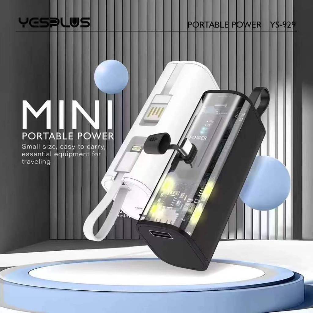 YESPLUS YS-929 5000mAh Powerbank / 2.4A Super Fast Charging / 2 Input 3 ...