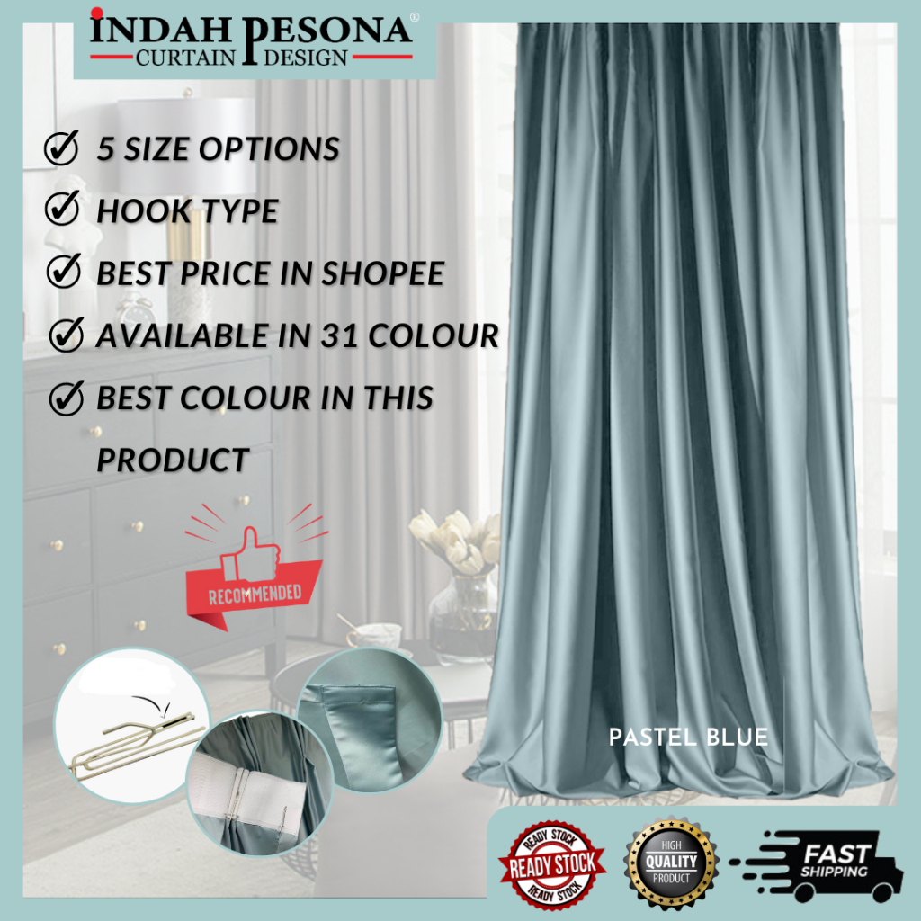 G5 PASTEL BLUE - Ready Made Curtain !! Siap Jahit Langsir Langsir RAYA ...