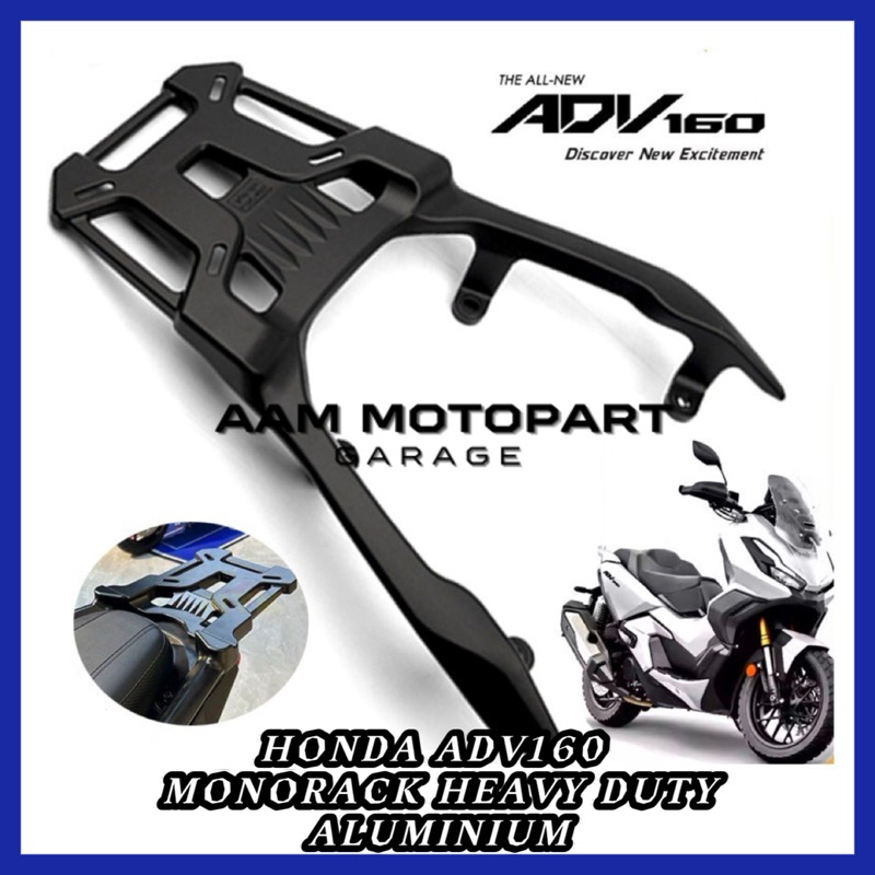 HONDA ADV160 MONORACK HEAVY DUTY REAR RACK TOP BOX ALUMINIUM HARD CASE ...