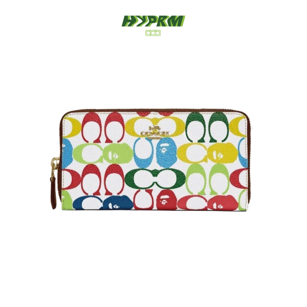 COACH X BAPE Monogram Coated Canvas Zip Long Wallet | Shopee Malaysia
