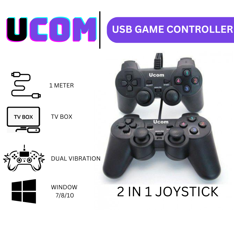 🇲🇾🔥PC Controller Joystick VIBRATE Double Shock PC USB Single Controller ...