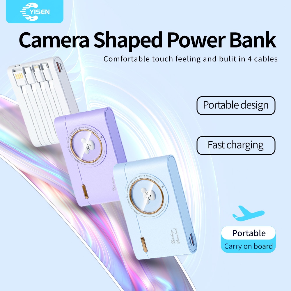 Camera powerbank 20000mah build in 4 cable PD type-c fast Charging for ...