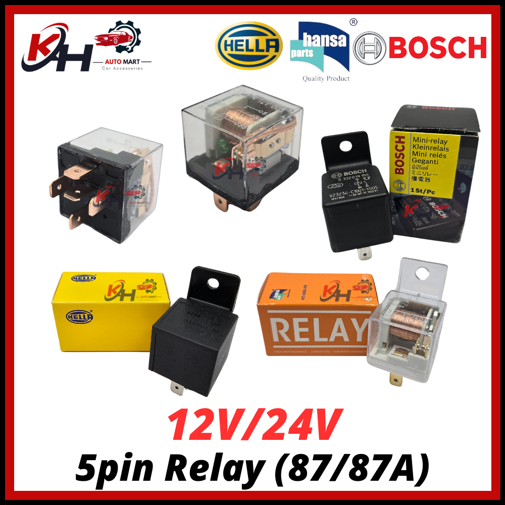 UNIVERSAL 12V 24V 5 Pin Relay 87 87a High Quality 80A Power Horn Fog ...