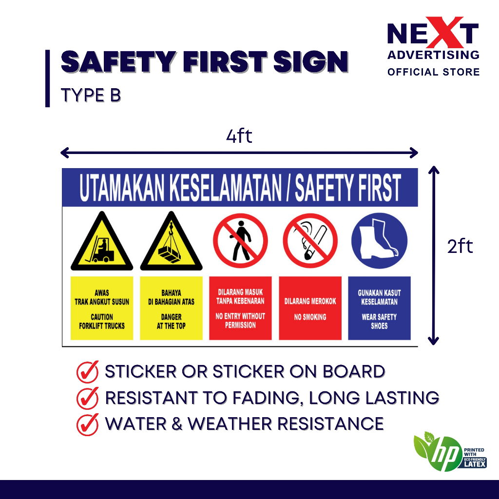 Safety First Signage | Utamakan Keselamatan | Construction / Factory ...