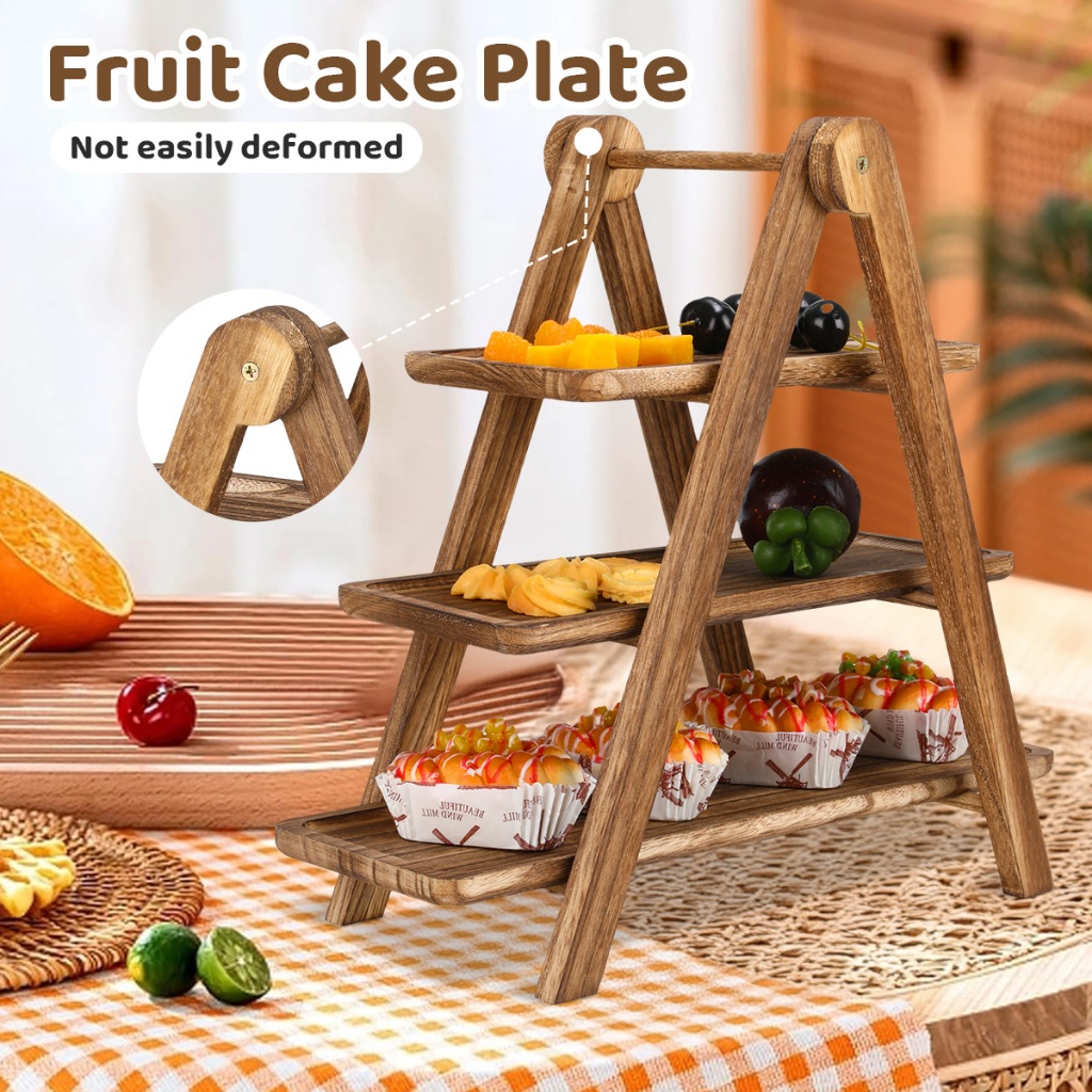 3LAYERS Tray Decor Cake Dessert Wooden Pallet Storage Rack Farmhouse ...