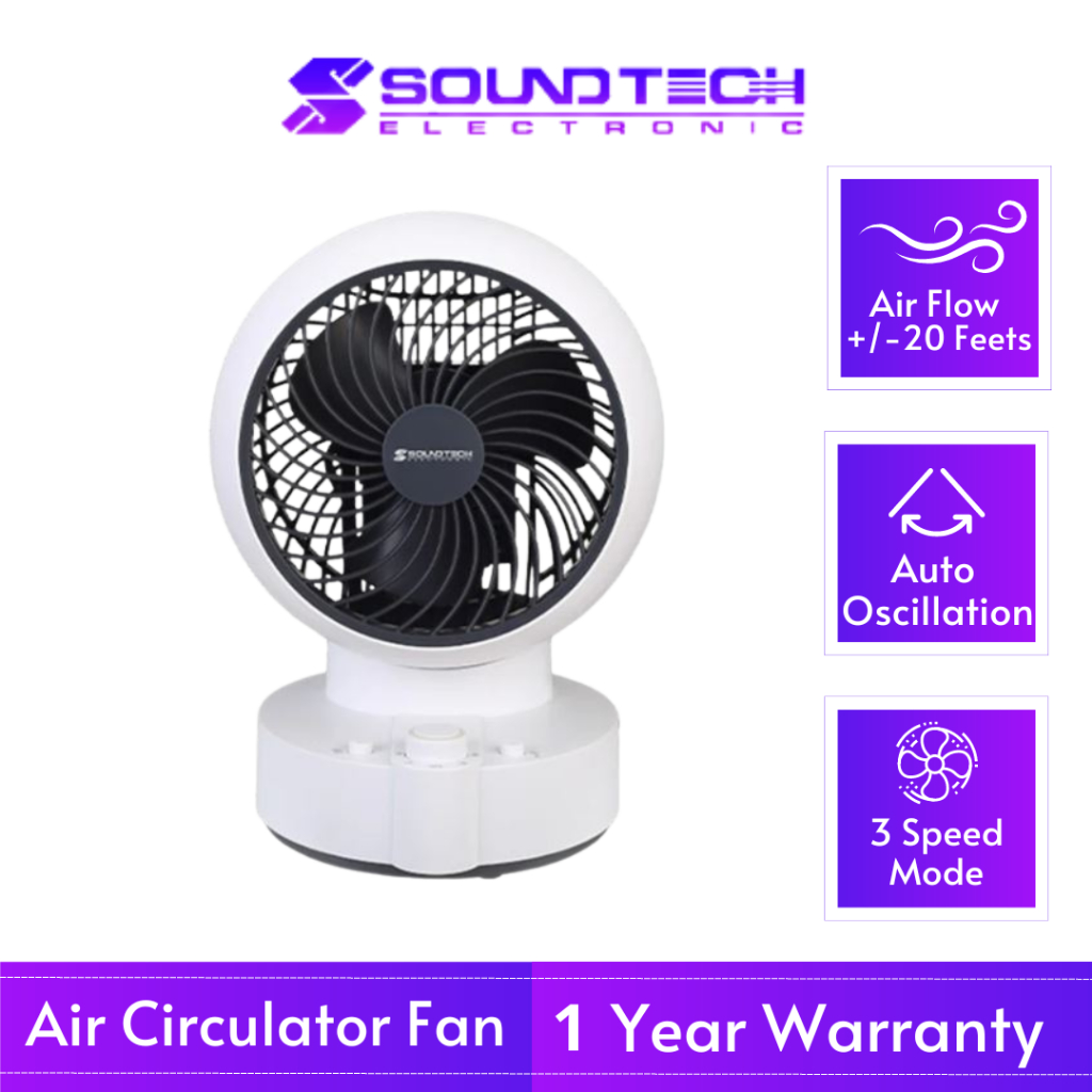 Soundteoh Desk Fan ACF-1 | Auto Rotate Fan | Portable Fan | Table Fan ...