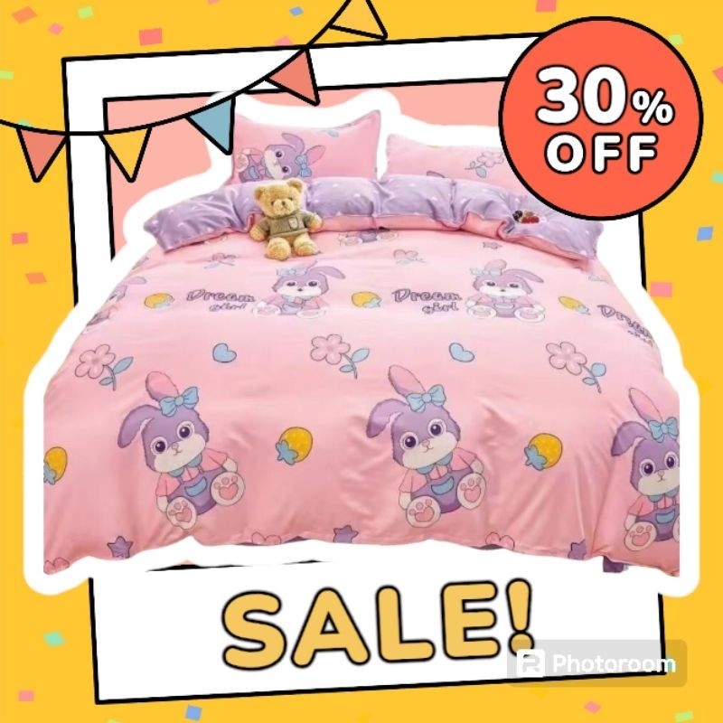 Cartoon 1200Thread Micro Fabric 5IN1 Bedsheet With Comforter King Queen ...