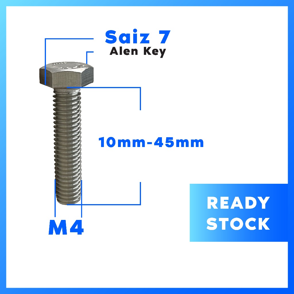 M4 Hexagon Bolt and Nut/Skru/Screw | Shopee Malaysia