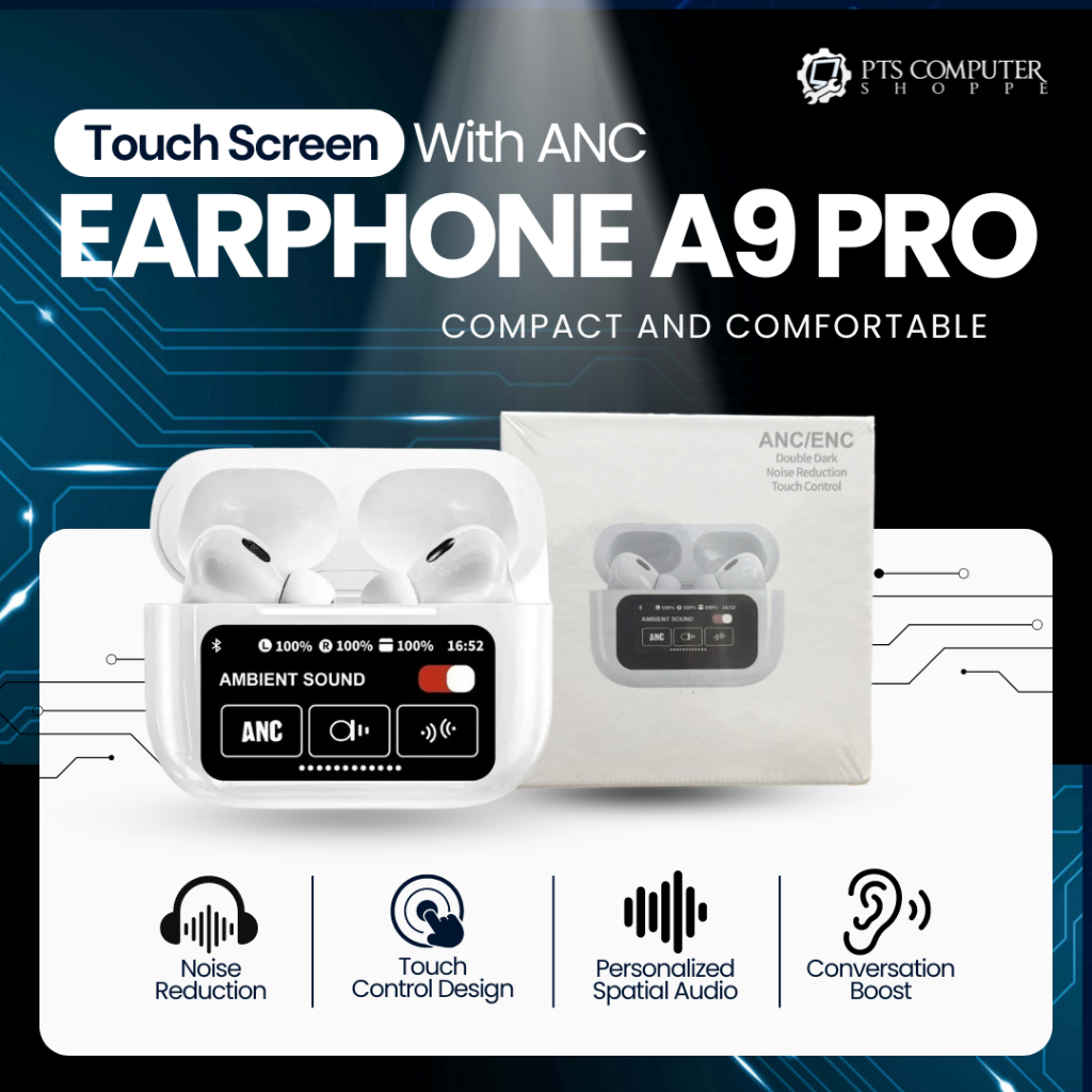 PREMIUM GRADE A EARPHONE A9 PRO2 ANC & ENC TOUCH SCREEN CONTROL ...