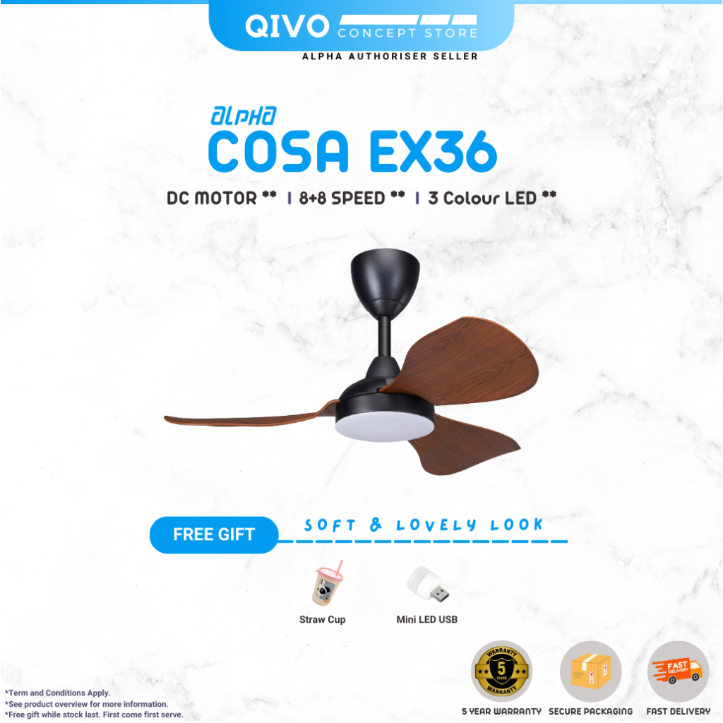 Alpha Cosa EX36 LED DC Motor 8+8 Speed Remote Control | Shopee Malaysia