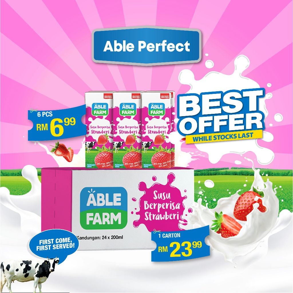 ABLE FARM STRAWBERRY MILK X 24 (NEARER EXPIRED DATE - 11/2024) | Shopee ...