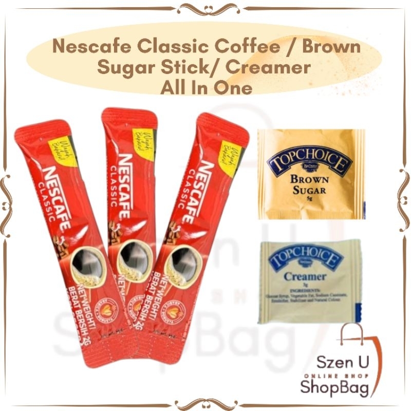 Nescafe Classic Coffee Sachet/ Top Choice Brown Sugar Stick & Creamer ...