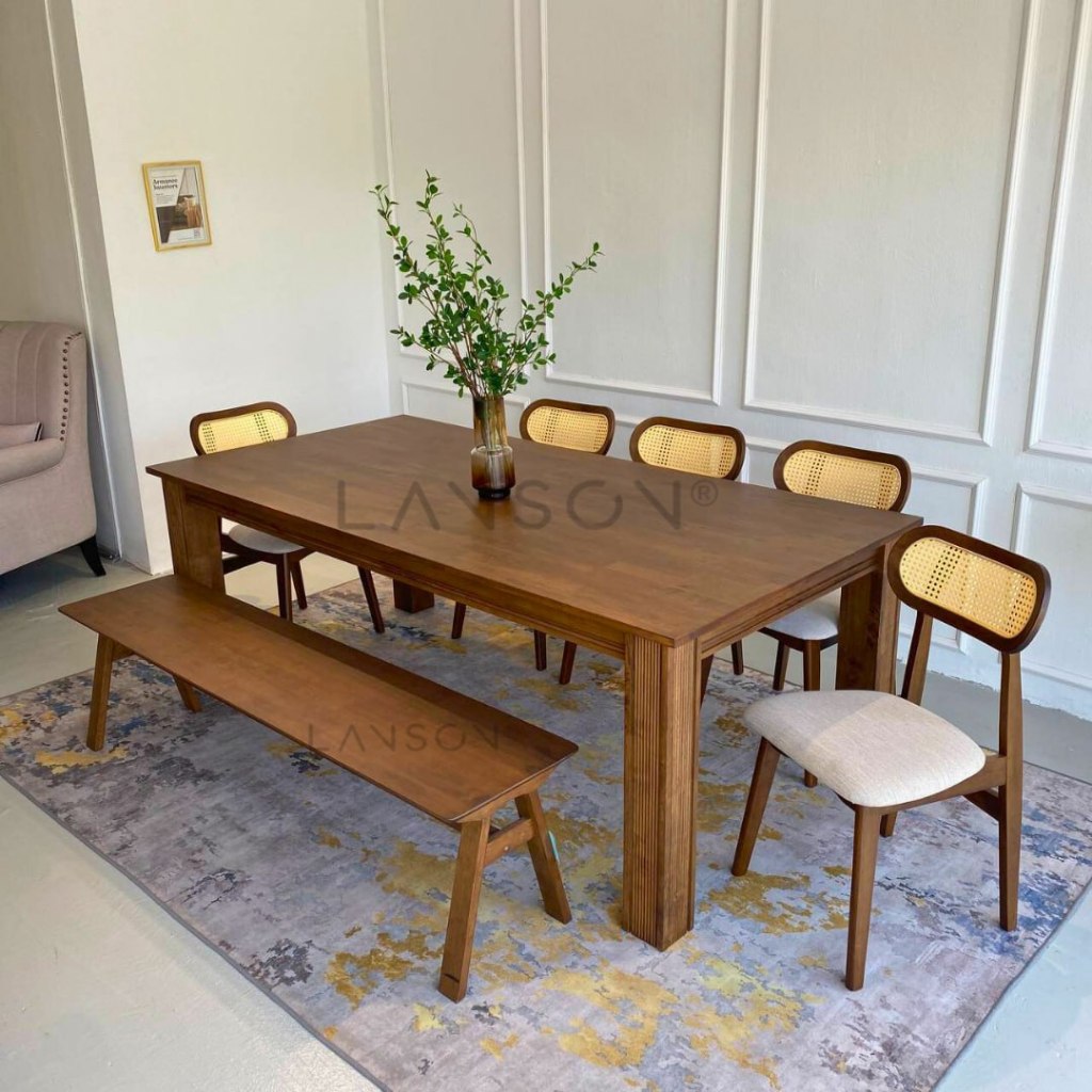 Lanson Meja Makan Murah Dining set 8 seater 6 seater Muji Japandi Full ...