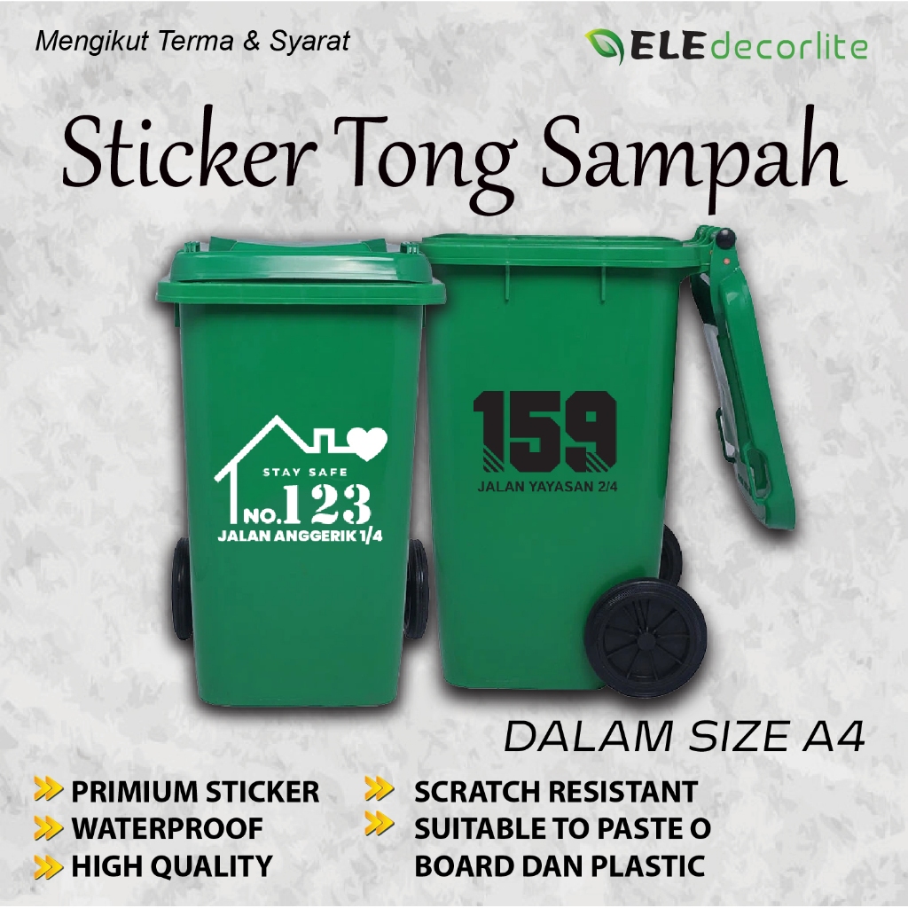 STICKER TONG SAMPAH/ WATERPROOF / PLOTTING / CUTTING/ HITAM/PUTIH/SIZE ...