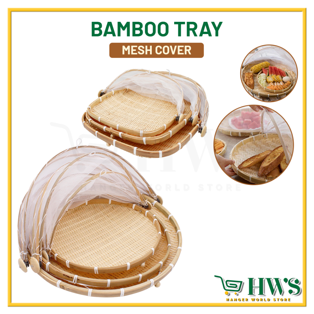 HWS BAMBOO TRAY WITH COVER DULANG MAKANAN BAKUL ROTAN DULANG ...
