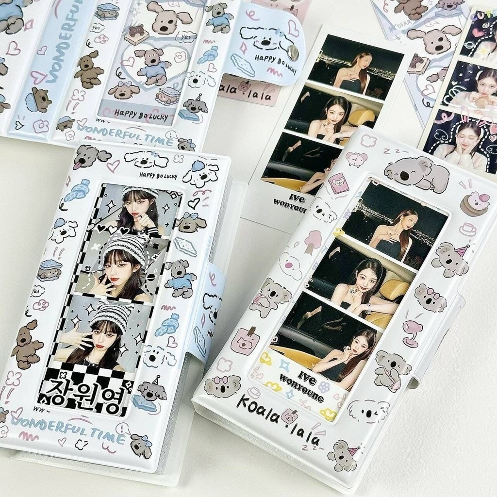 Kawaii Puppy Koala Life Four-compartment Card Book 40 Pockets Kpop Idol ...
