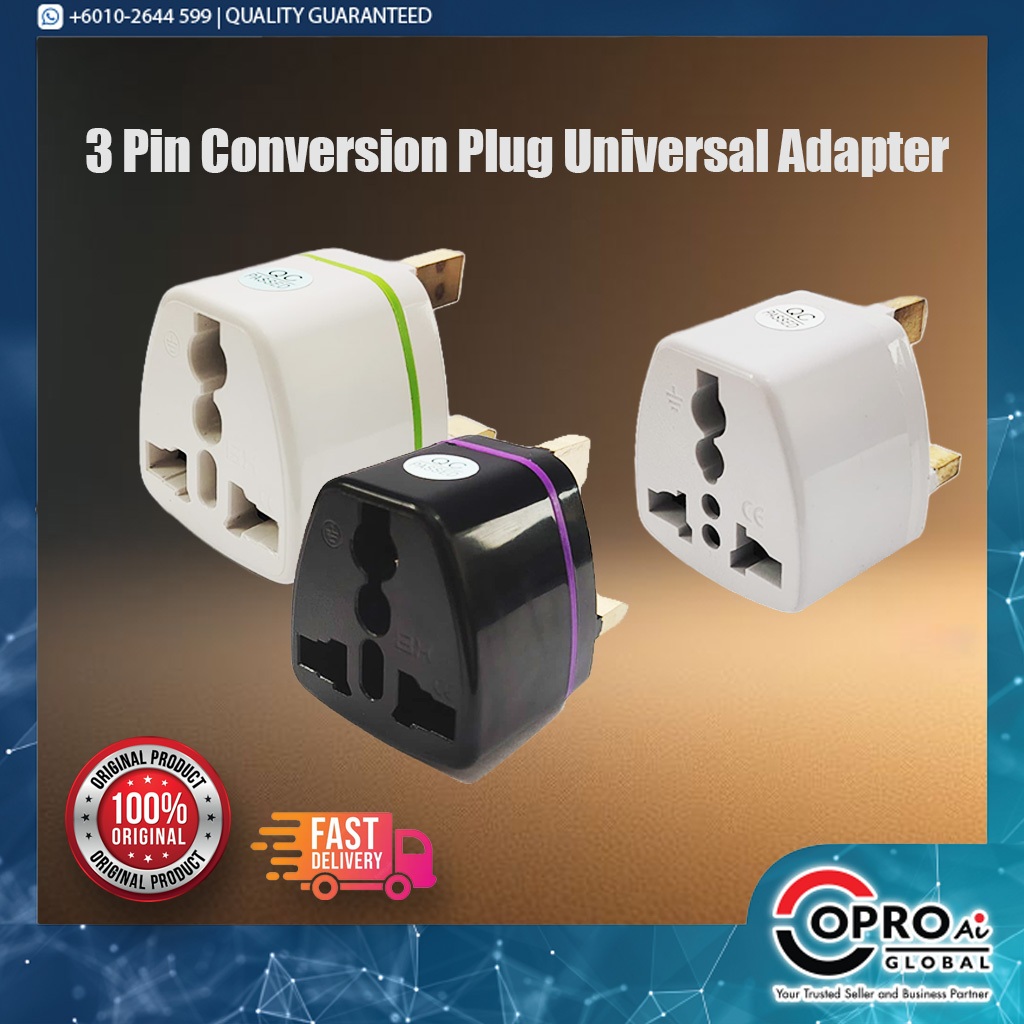 3-Pin Universal Adapter Plug Head UK 3 Pin Malaysia China Plug Socket ...