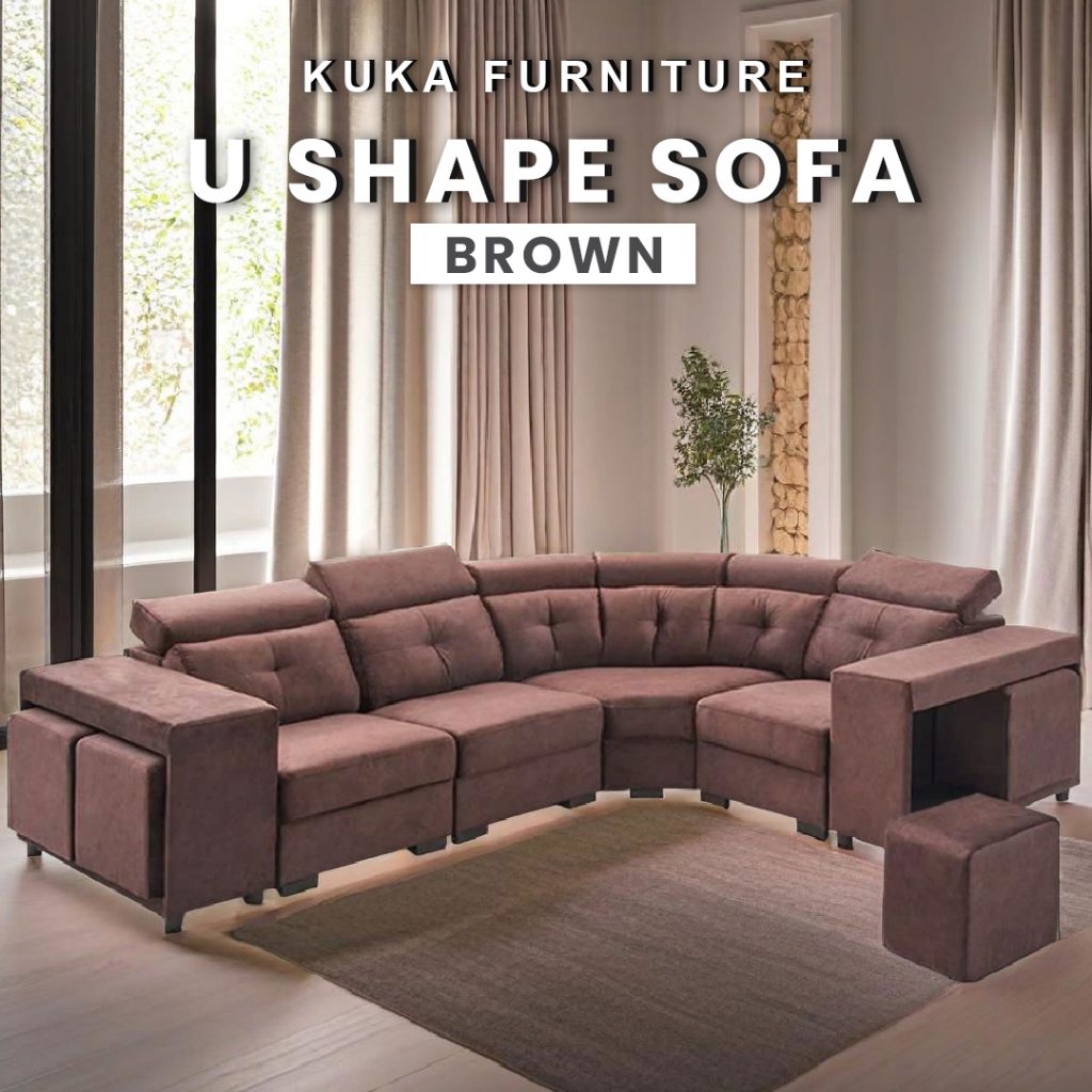 Modern U Shape Sofa Murah Cushion Kusyen Besar Chair Kerusi Velvet ...