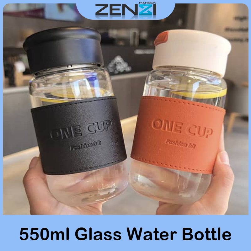 550ml Glass Water Bottle High Borosilicate Glass Cup Transparent Simple ...