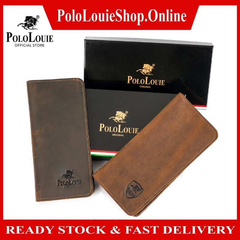 Original Polo Louie Men Genuine Cow Leather Long Wallet Minimalist Slim ...