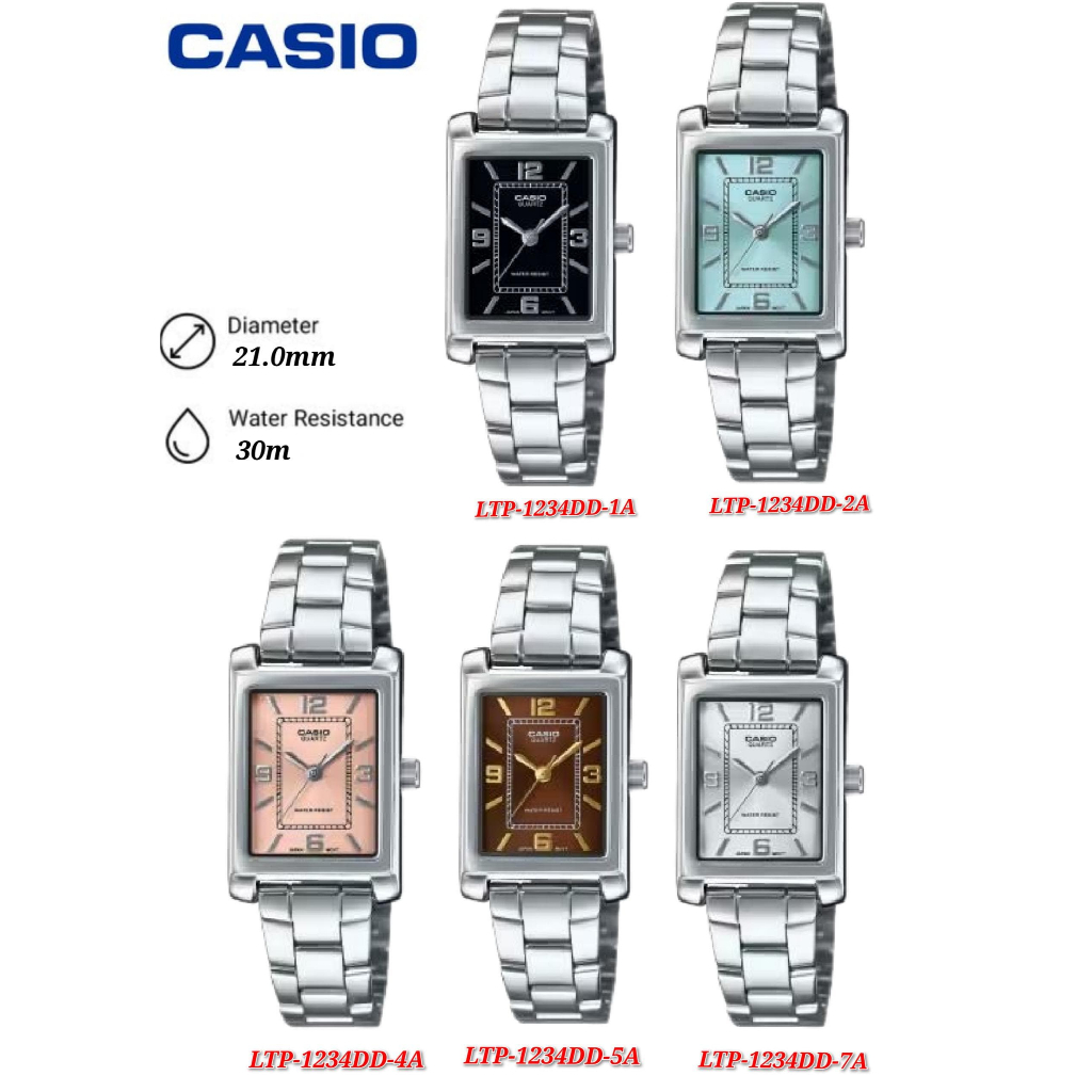 Casio Standard LTP-1234DD Ladies Stainless Steel Band Analog Watch ...