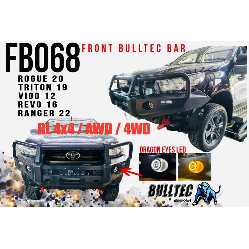 BULLTEC FB068 Front bumper bull bar hilux vigo revo rogue ranger t9 xl ...