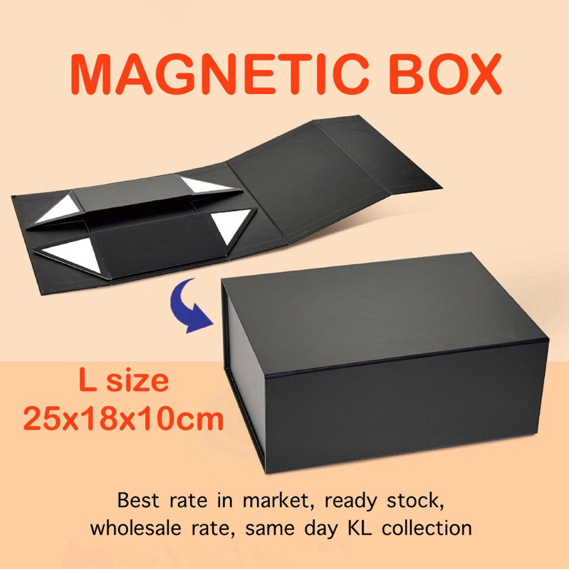 Premium Grade Black Magnetic Box Hardboard Folding Gift Box (Ready ...