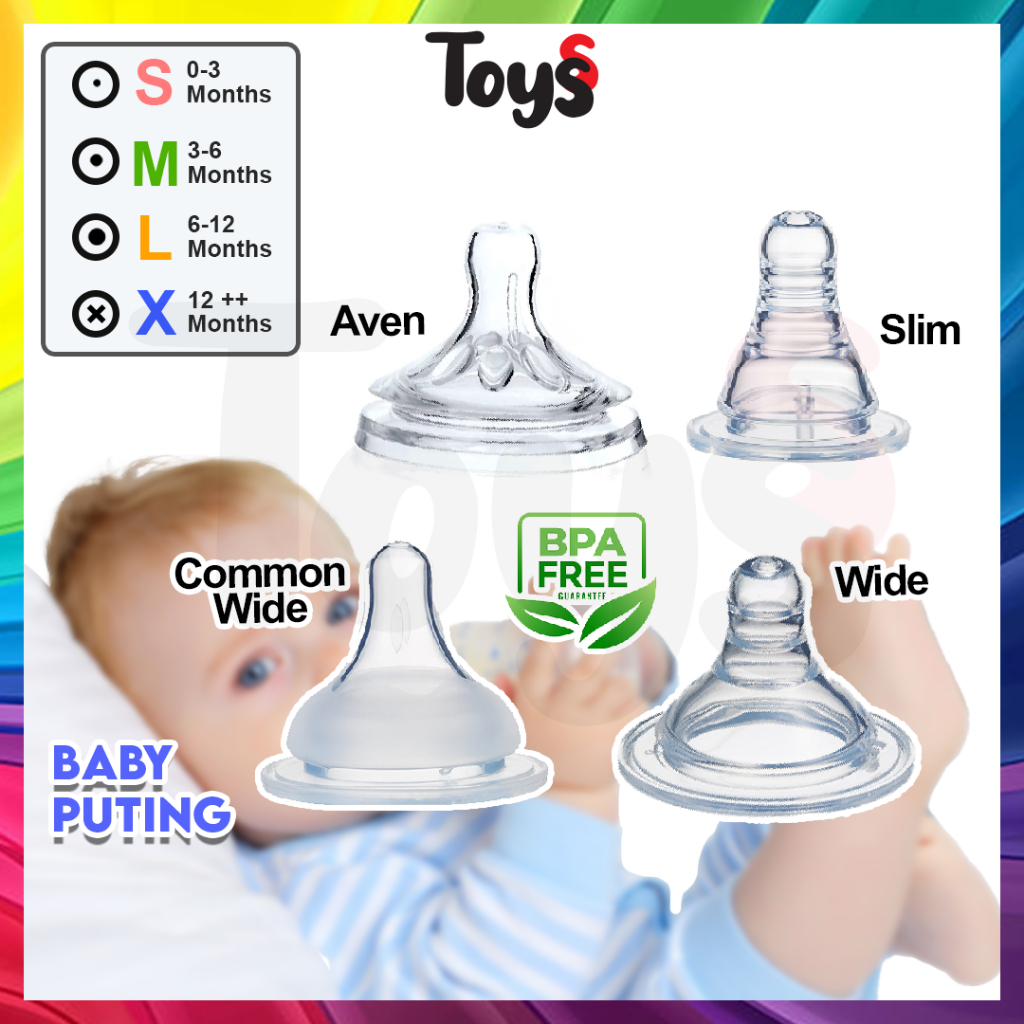 🔥Toyss Puting Baby for Slim Neck Teat Anti Colic BPA Free Puting Botol ...