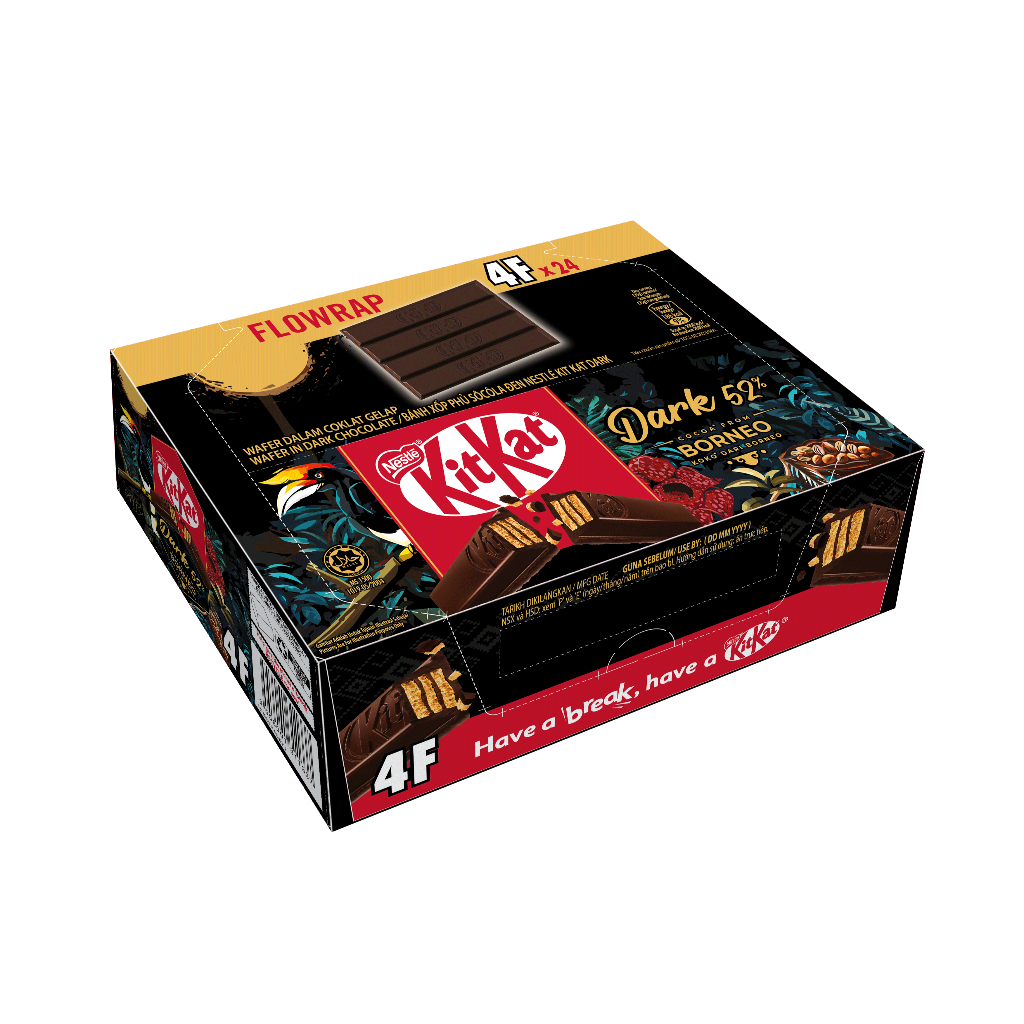 NESTLÉ KITKAT 4-Fingers Dark Borneo Chocolate Bar 24x35g | Shopee Malaysia