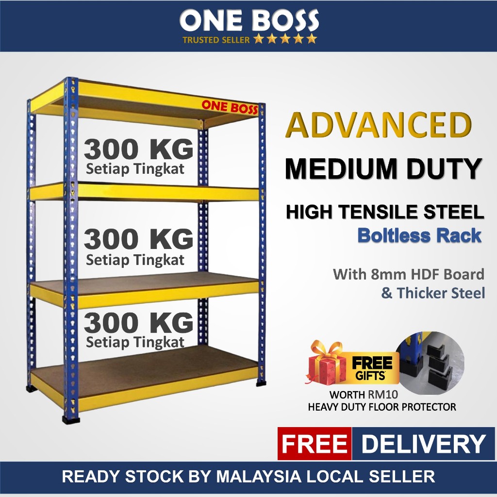 1BOSS 4 Tier Boltless Medium Duty Rack Warehouse Store Office File Home ...