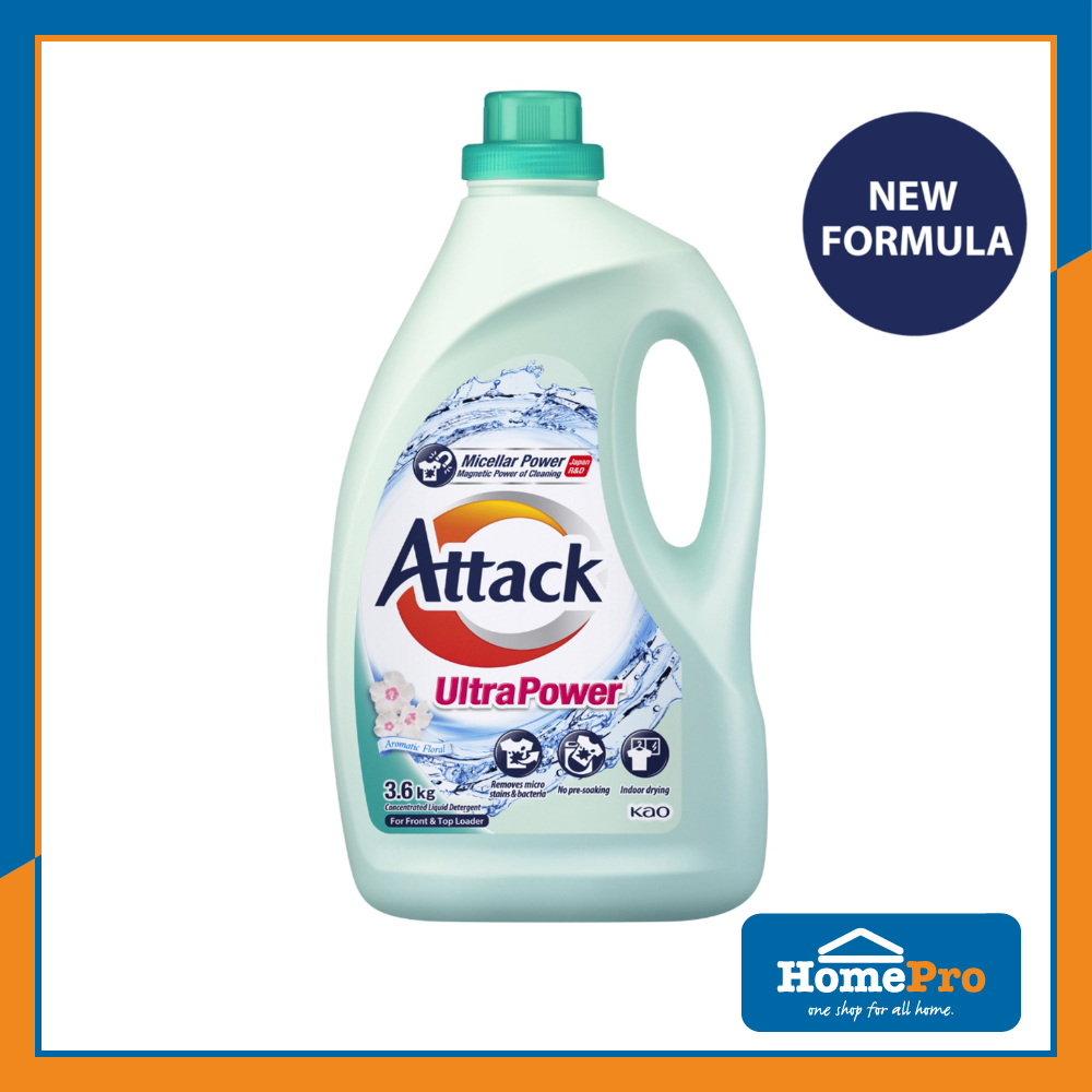 KAO ATTACK Liquid Detergent UltraPower 3.6Kg Aromatic Floral | Shopee Malaysia