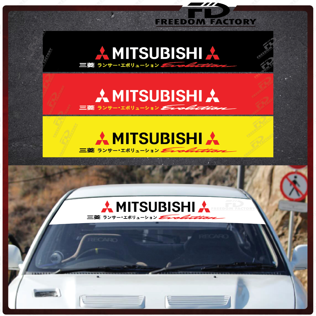 MITSUBISHI Front Windshield Sticker / Sticker Tampal Cermin Depan ...